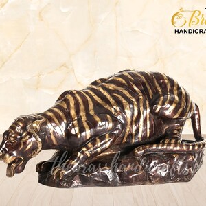 Large Tiger Statue in Pure Brass Drinking Water, Animal Figurine, Best ...