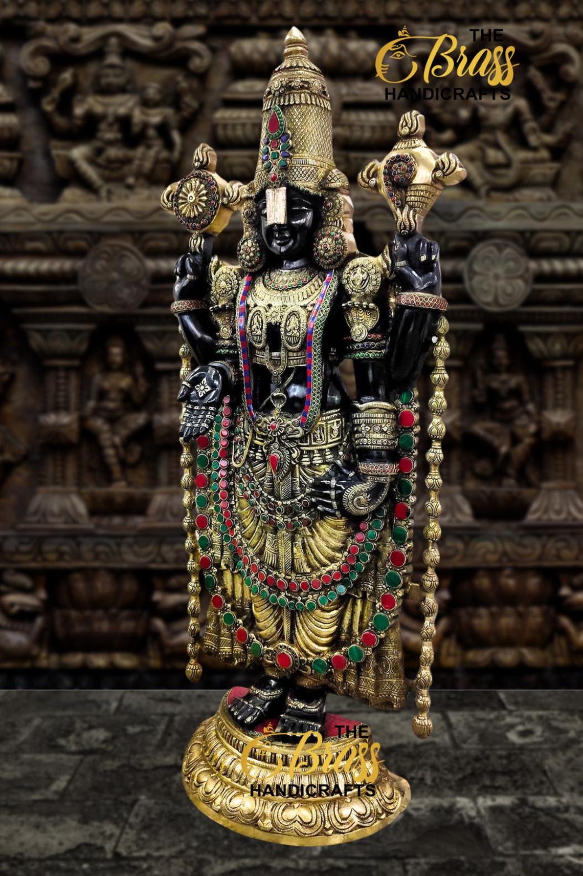 Handcrafted Tirupati Balaji Brass Statue With Mosaic Work, Original ...