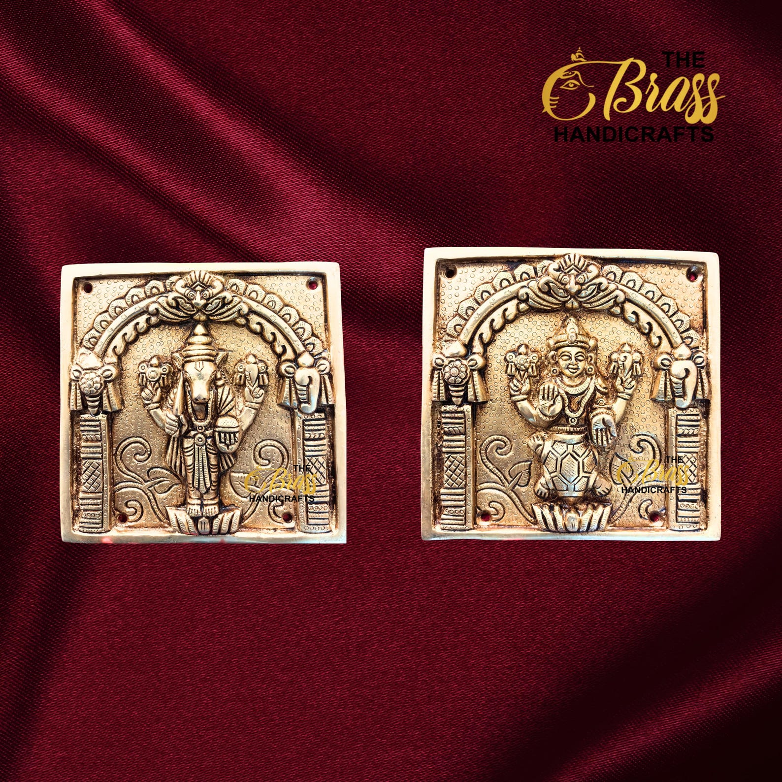 Brass Vishnu Dashavatar Wall Tiles: Hindu Puja Room Decor, Vishnu ...