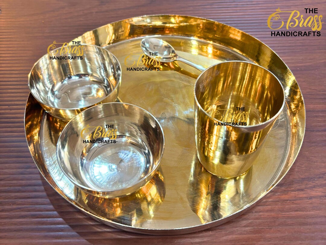 100% Pure Bronze Kansa Thali Set Inspired by Ayurveda Bronze Food Plate ...