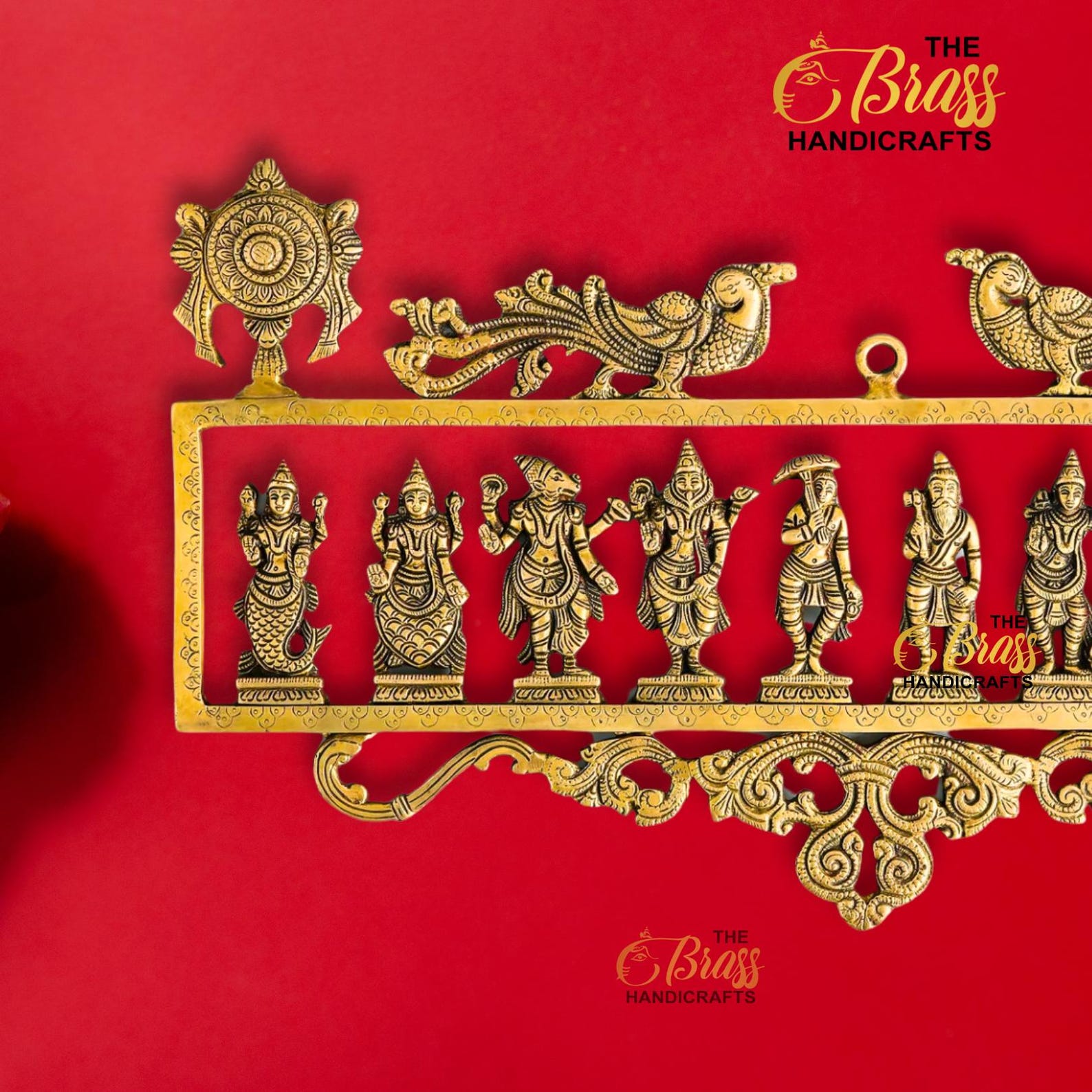 Dashavatara Wall Hanging | Divine Brass Art of 10 Avatars | Wall Art With Ten Avatars of Vishnu ...