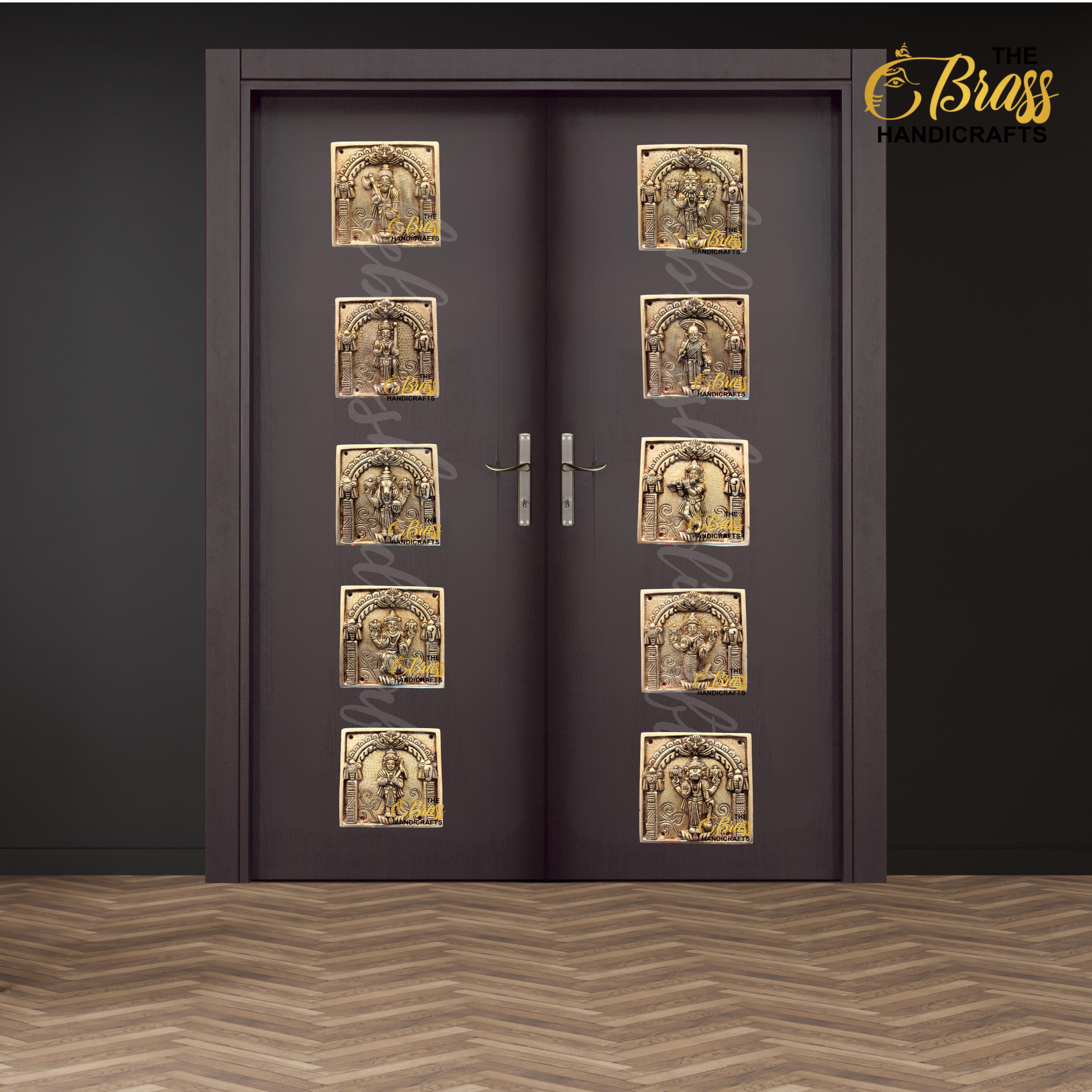 Brass Vishnu Dashavatar Wall Tiles: Hindu Puja Room Decor, Vishnu ...