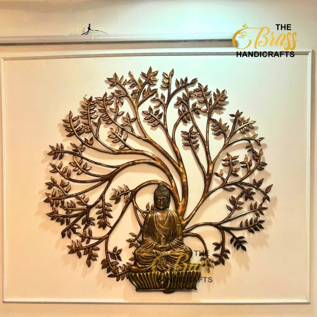 Buddha Tree of Life Wall Decor | Grand Brass Buddha Wall Hanging Tree ...