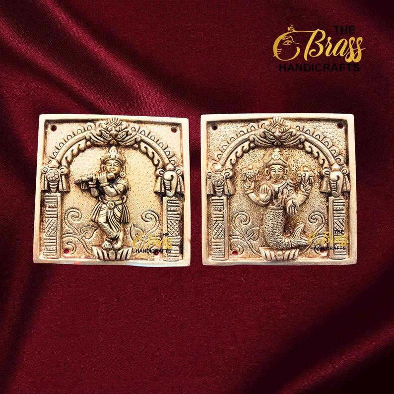 Brass Vishnu Dashavatar Wall Tiles: Hindu Puja Room Decor, Vishnu ...