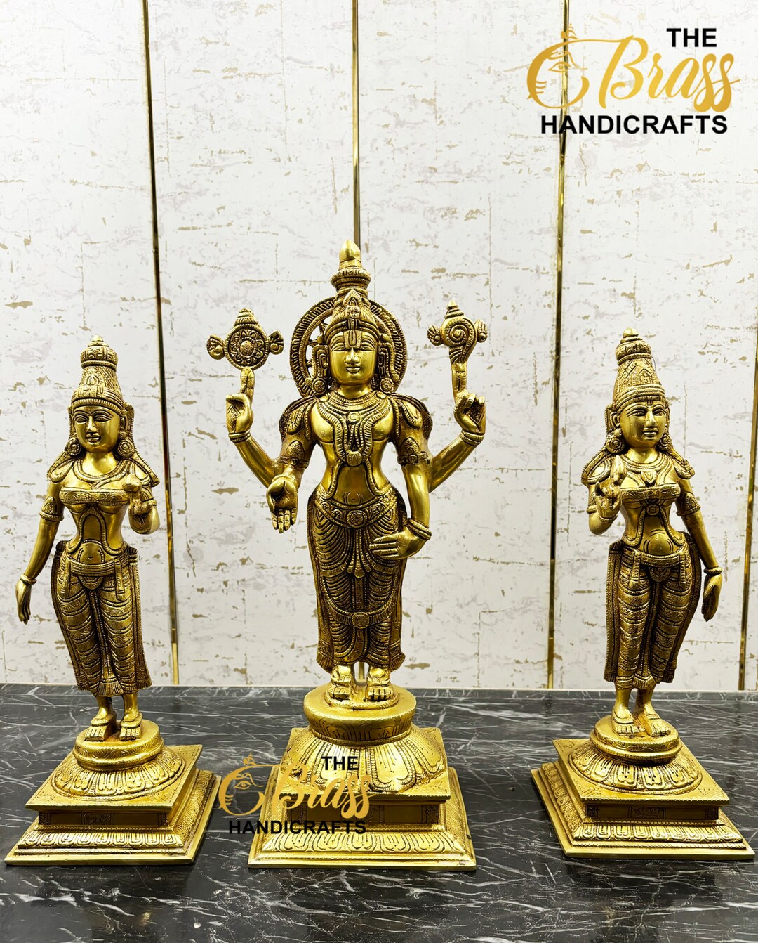Brass Balaji With Bhudevi and Sridevi | 18 Inches Balaji Idol Set ...