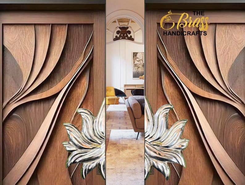 Solid Brass Lotus Design Door Handle | Best Lotus Design Home Decor ...