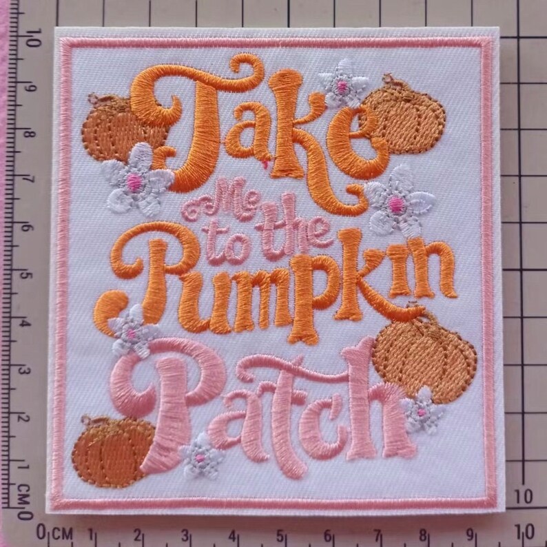 Pumpkin Patch Embroidered Iron-on Appliqué Patch, Fall Colors (4 Inch ...