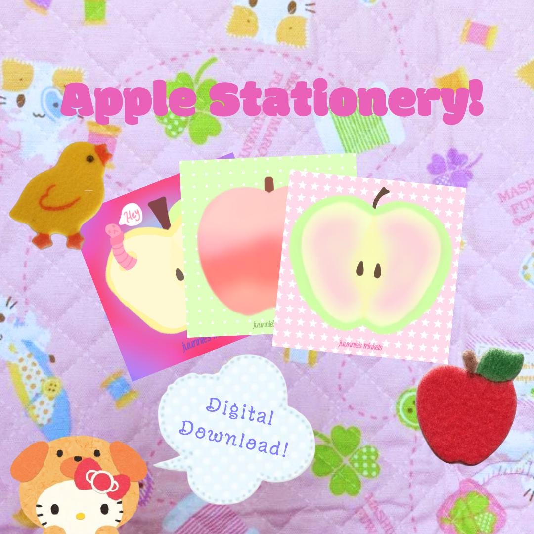 Cute Apple Stationery Printables Kawaiicore - Etsy