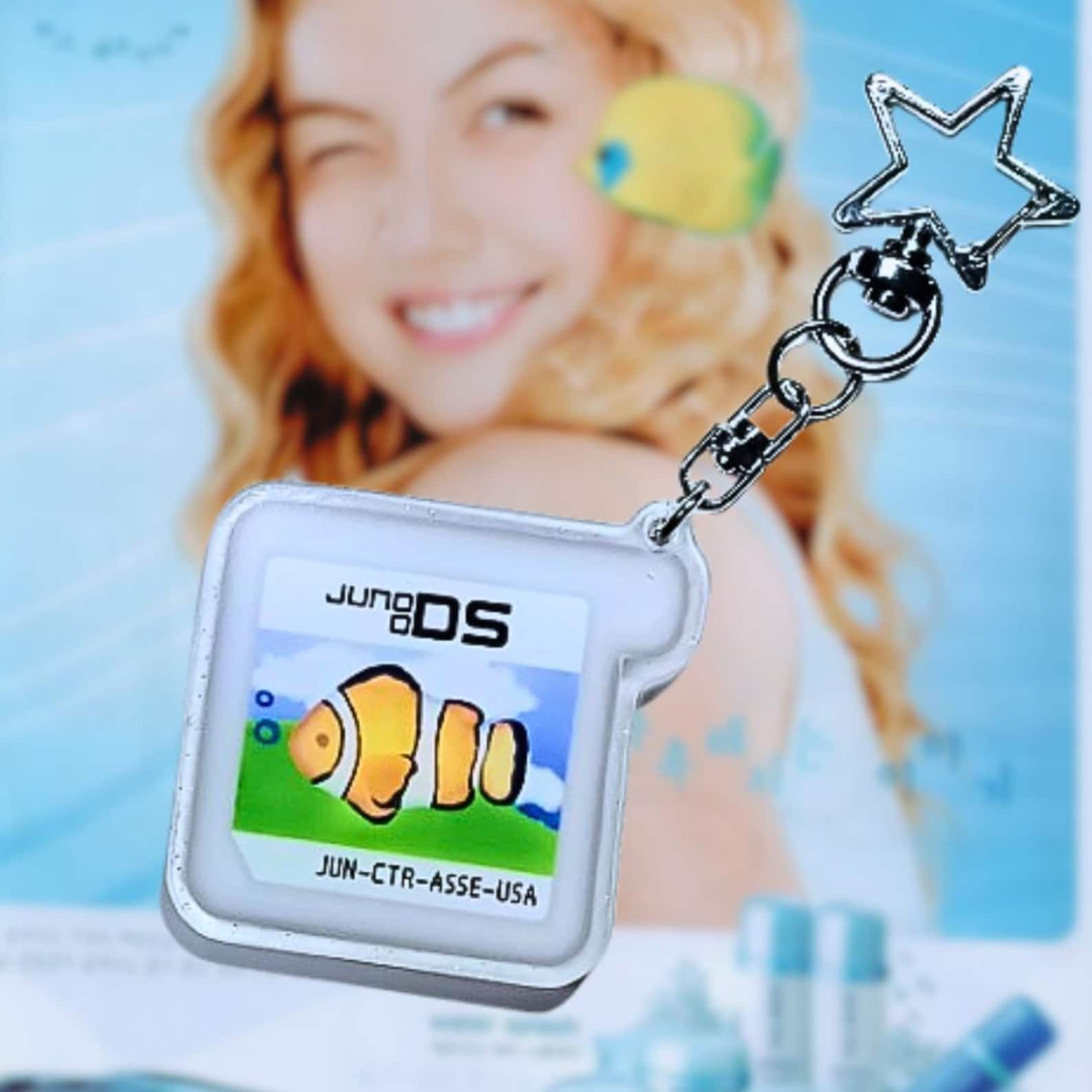 Frutiger Aero Fishy Keychain: Glitter Clownfish DS Cartridge - Etsy