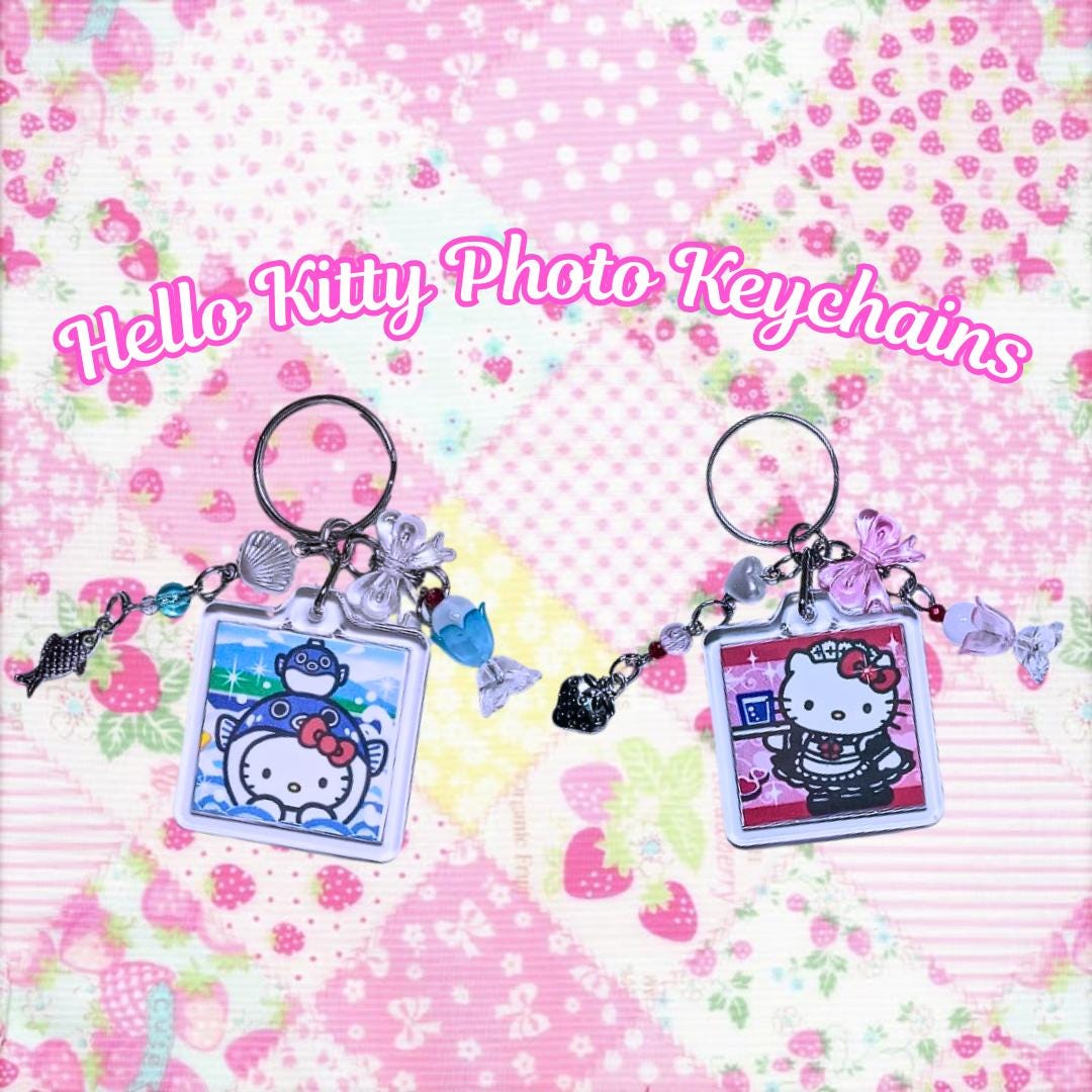 2000s-inspired Hello Kitty Photo Keychains Y2K Heisei Retro - Etsy