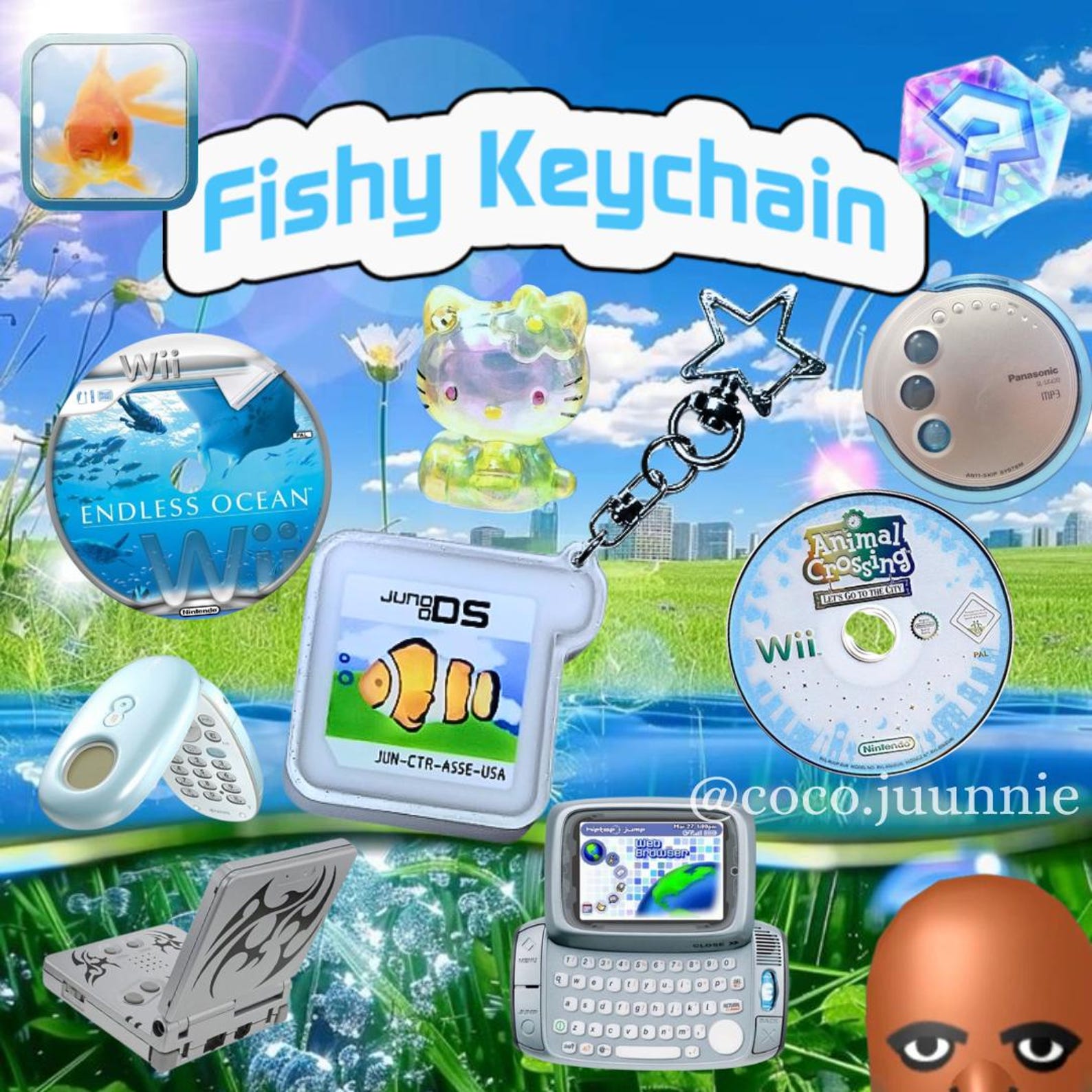 Frutiger Aero Fishy Keychain: Glitter Clownfish DS Cartridge - Etsy