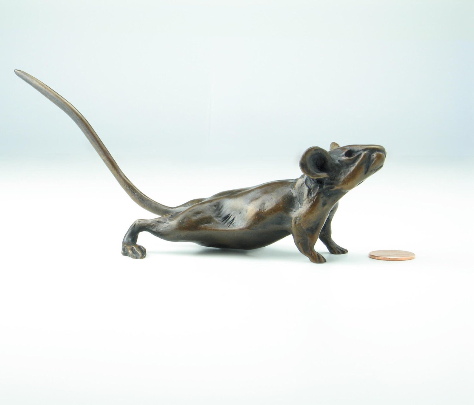 Pugnacious Mouse Bronze Sculpture Around 7 Inches Nose Tip to - Etsy