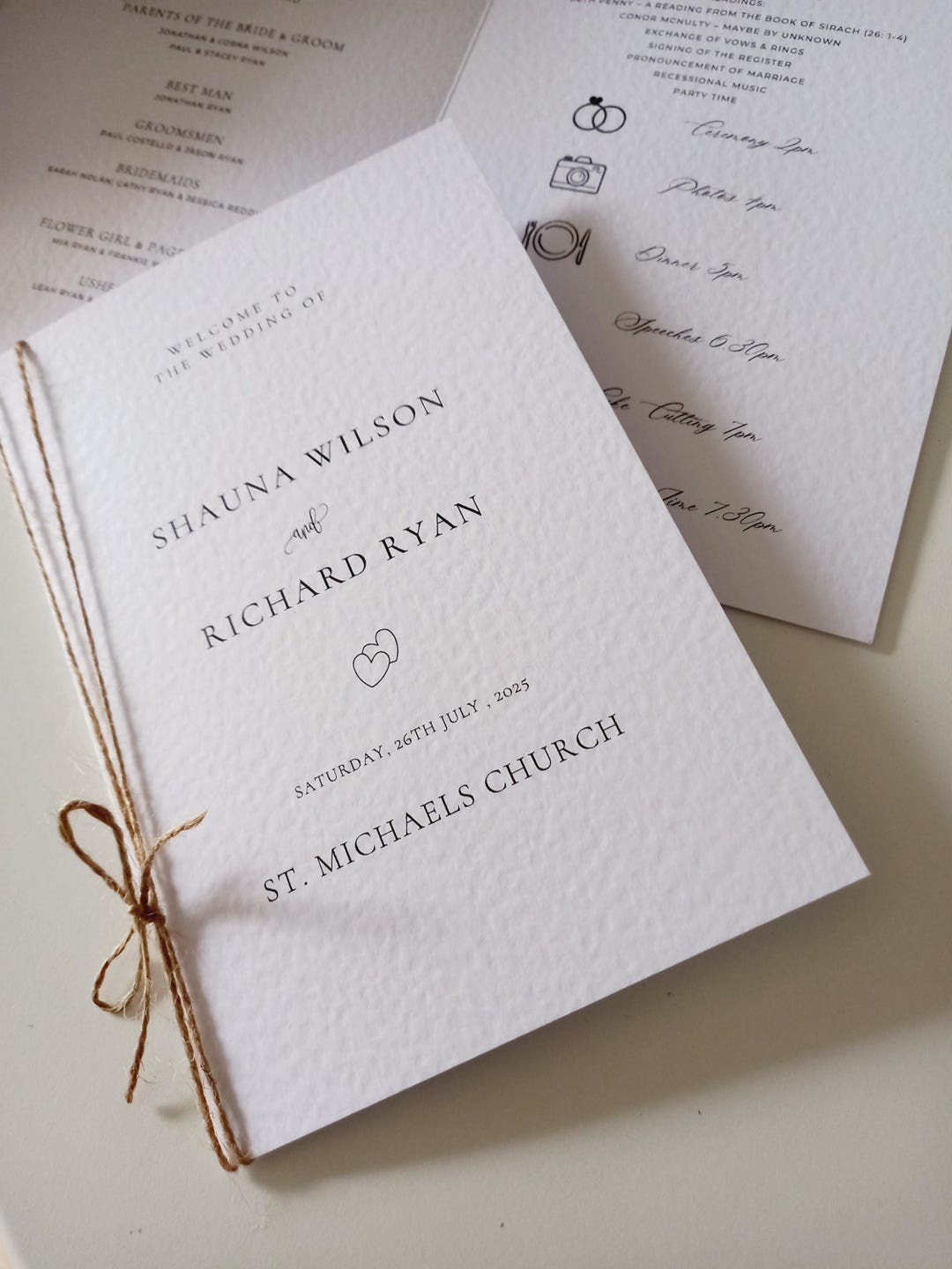 Rustic Twine Wedding Mass Booklet Sample: A5 Hammered Card - Etsy