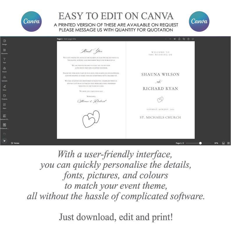 Wedding Invitation Print at Home Invitation 4page Digital Download ...