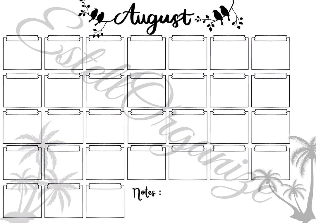 Monthly Planner August - Etsy
