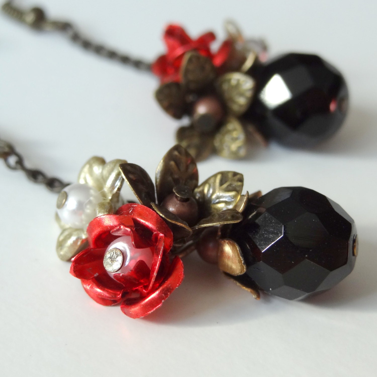 Roxanne Secret Garden Series Red Roses and Black Earrings - Etsy