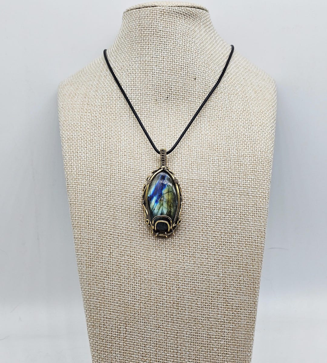 Celestial Gate Pendant Hand-wrapped Labradorite in Brass - Etsy