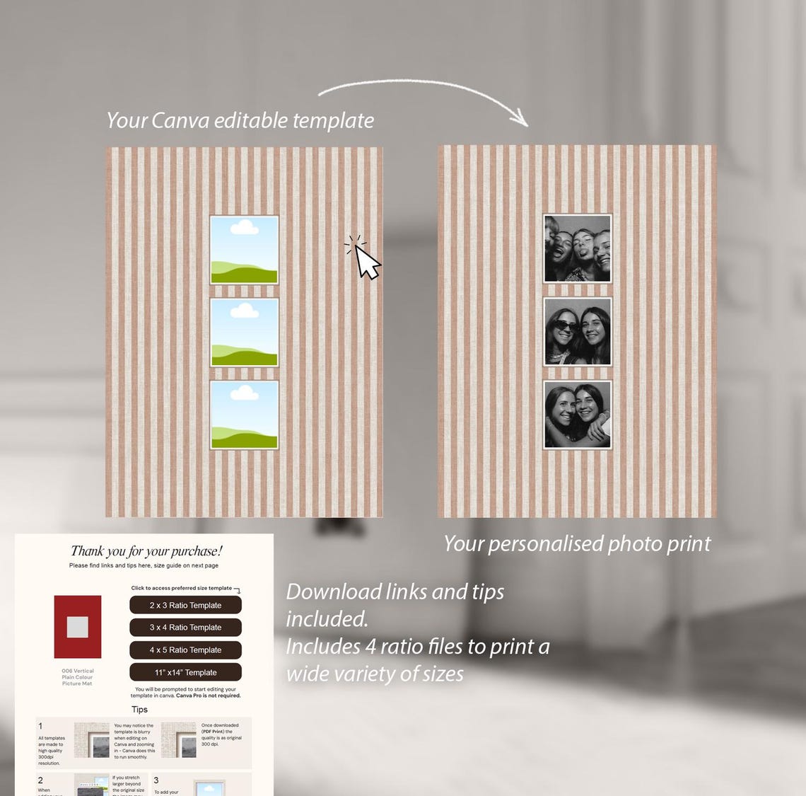 Custom Photo Stripe Canva Colors Template, Personalised Print Photo ...