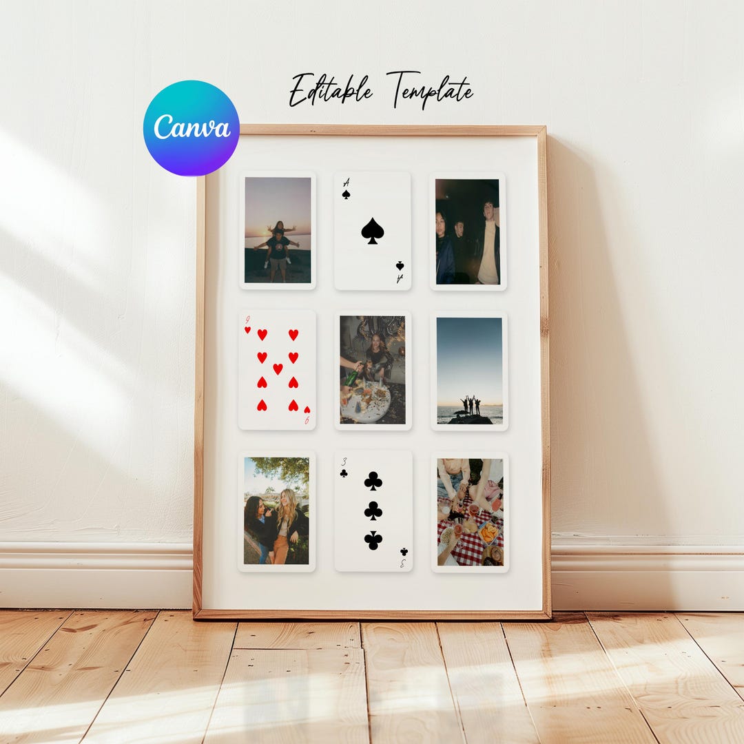 Custom Photo Playing Card Canva Template, Personalised Editable Canva ...
