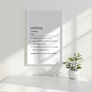 Adulting Definition Digital Wall Art Print | Funny and Inspirational ...