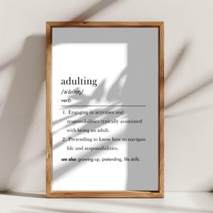 Adulting Definition Digital Wall Art Print Funny and Inspirational Home ...