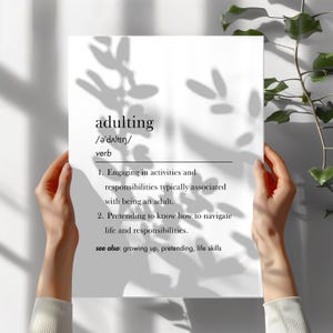 Adulting Definition Digital Wall Art Print Funny and Inspirational Home ...