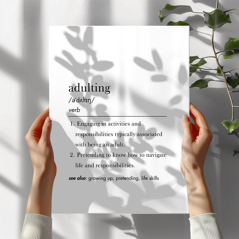 Adulting Definition Digital Wall Art Print | Funny and Inspirational ...