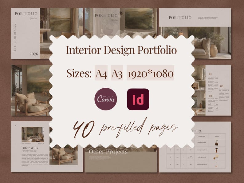 Interior Design Portfolio Template – 40-page Editable Presentation ...
