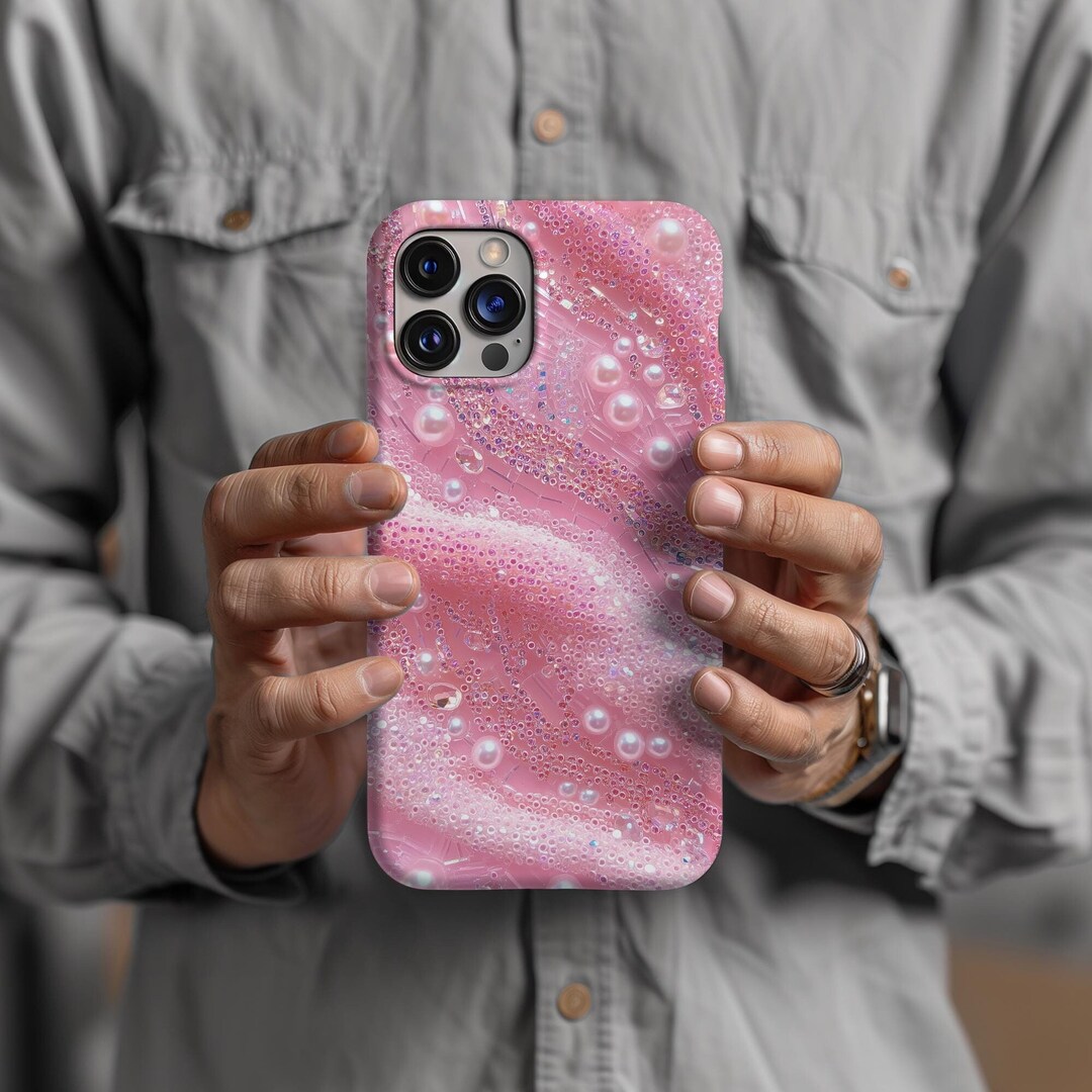 Pink Glitter Phone Case Pink Texture Phone Cover Trendy Mosaic Case ...