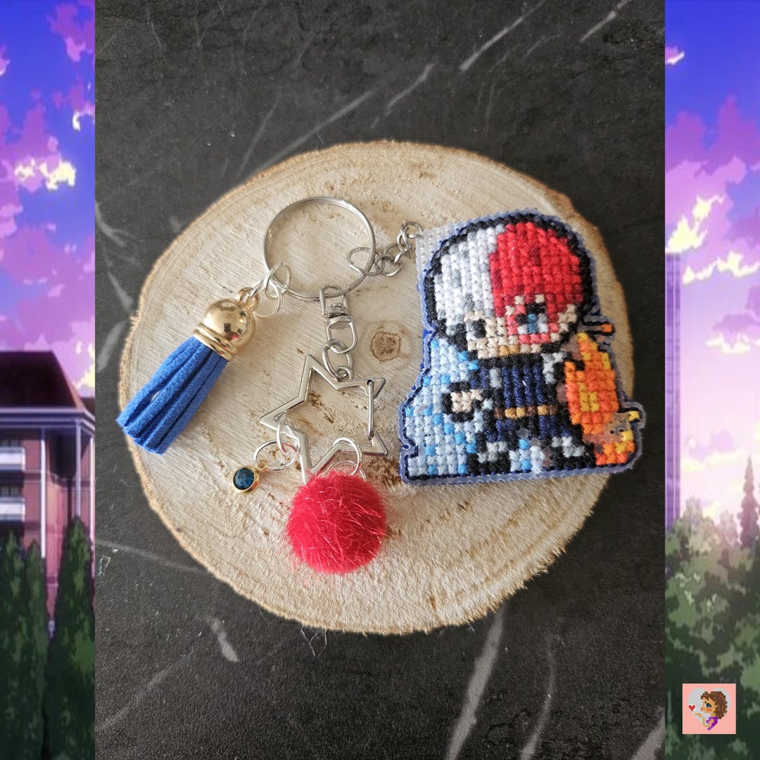 MHA Todoroki Crossstitch Keychain With a Charm - Etsy