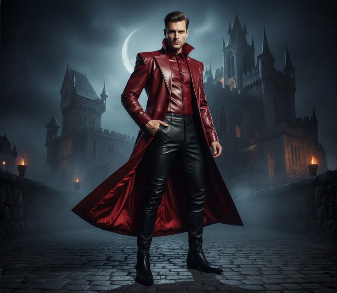 Red Leather Sci-fi Long Coat Cyberpunk Cosplay Outfit. - Etsy