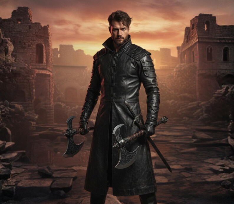Genuine Black Leather Gothic Warrior Armor | LARP Costume Men ...