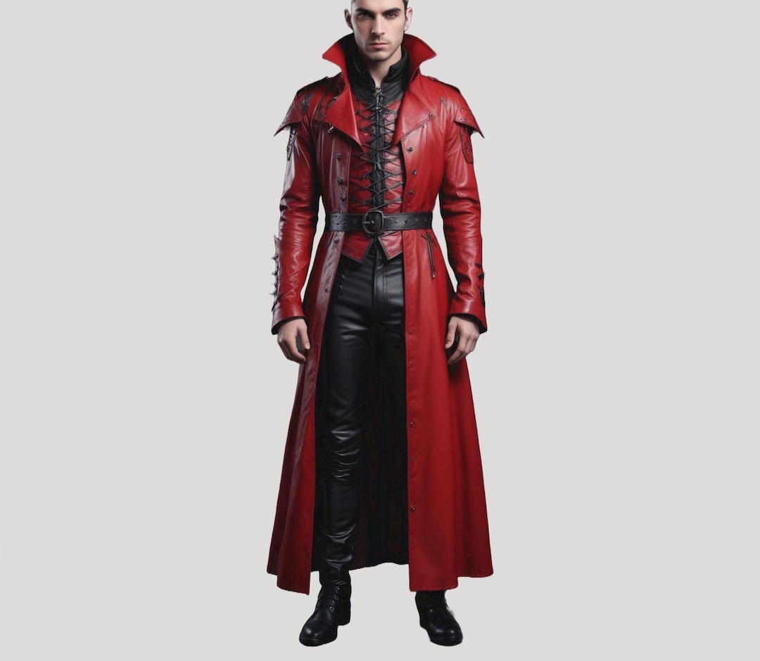 Handmade Men Leather Coat -real Leather Trench Coat -genuine Leather ...