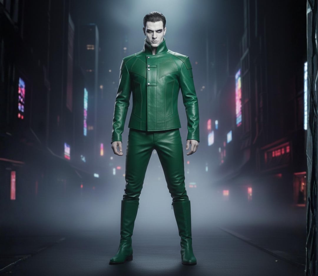 Green Leather Vampire Costume Set – Futuristic Gothic Men Outfit. - Etsy