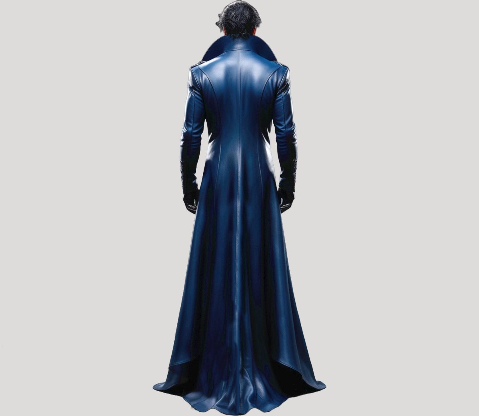 Premium Leather Blue Trench Coat - Handmade Halloween Vampire Coat ...