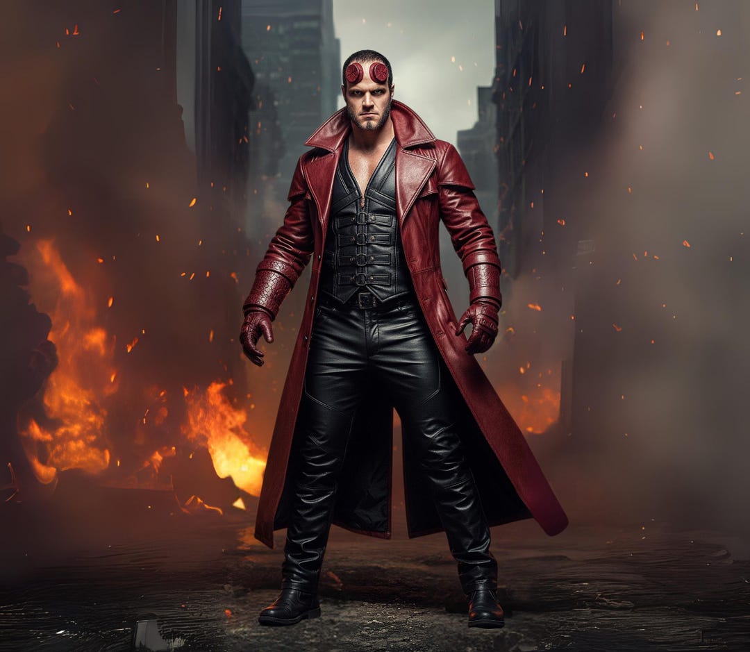 Genuine Leather Villain Costume | Red Coat, Gothic Vest & Pants - Etsy