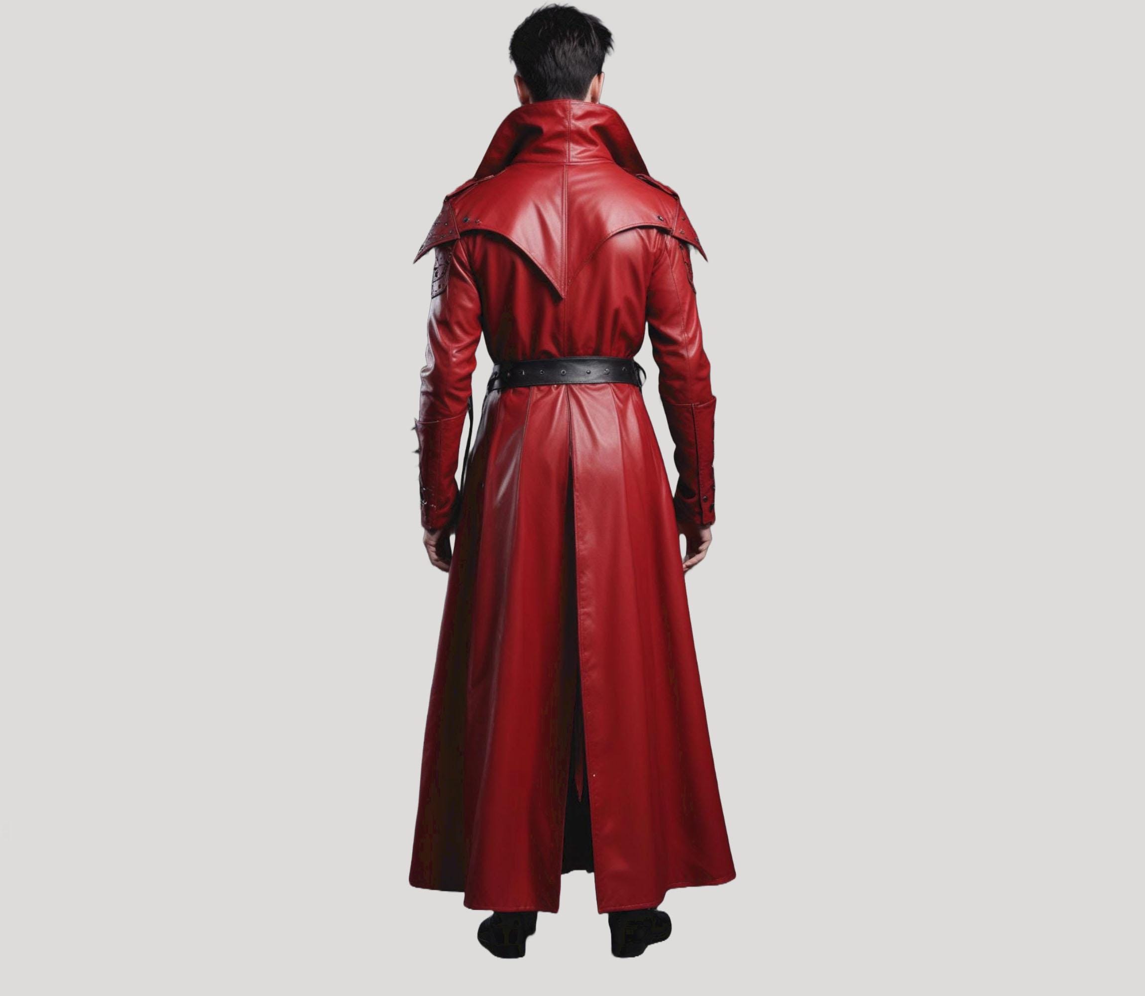 Handmade Men Leather Coat -real Leather Trench Coat -genuine Leather ...
