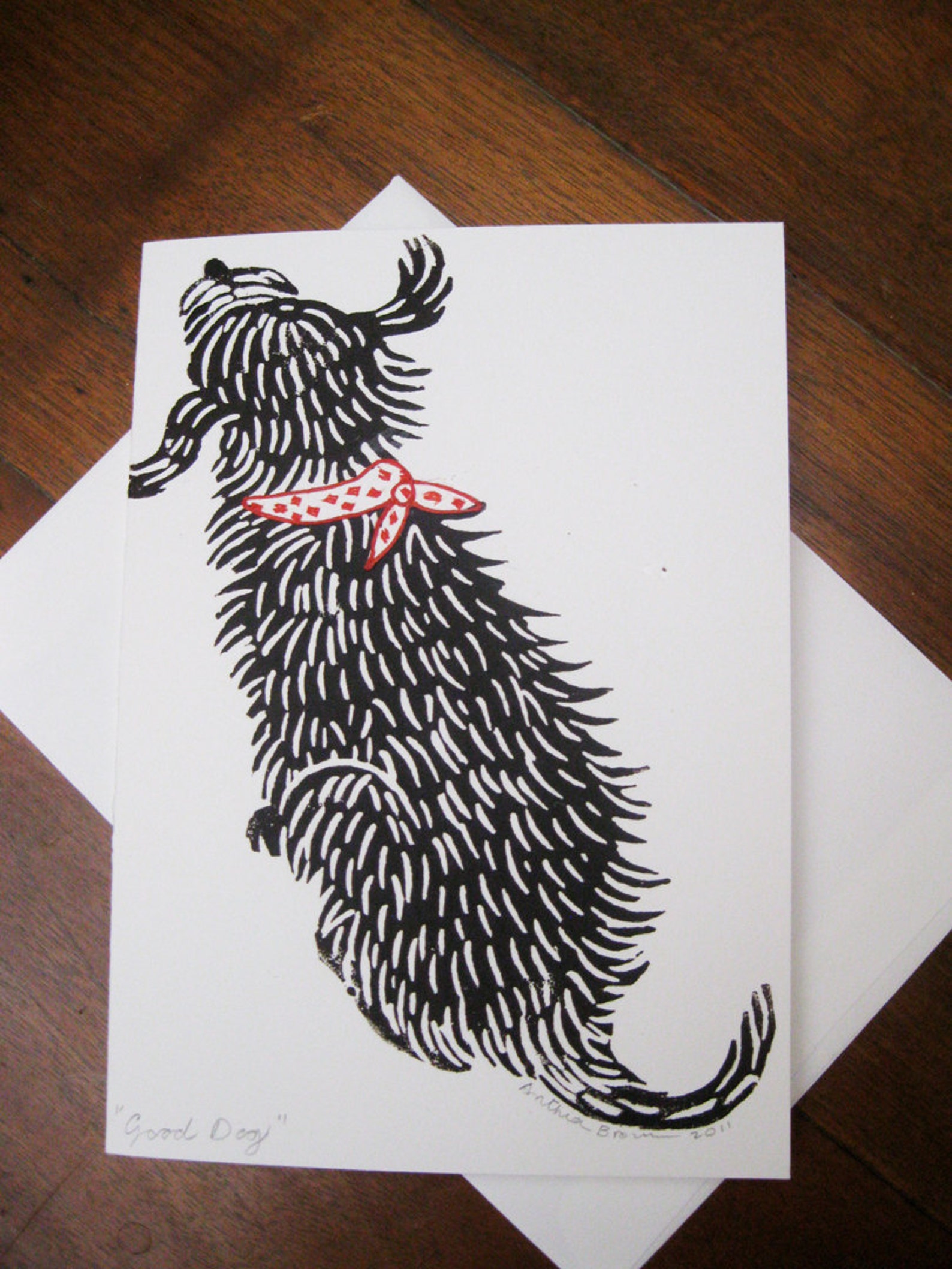 Good Dog, Original Linocut Card - Etsy