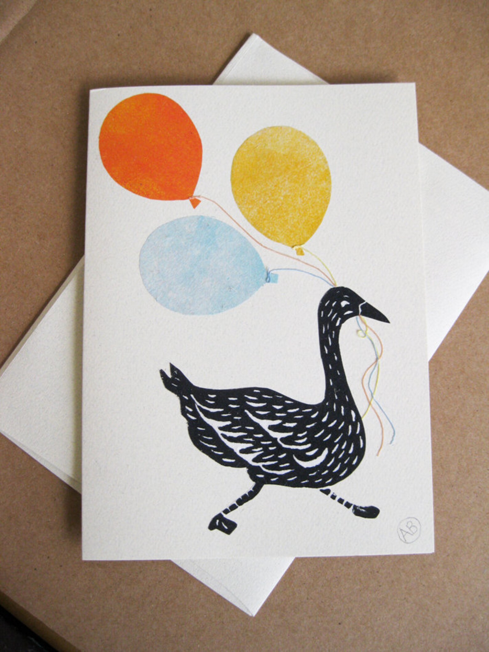 Happy Birthday, Original Block Printed, Applique Card - Etsy