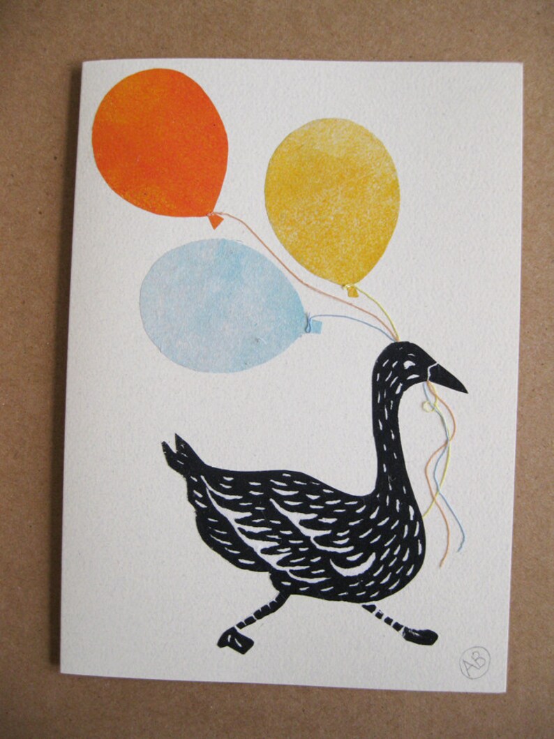 Happy Birthday, Original Block Printed, Applique Card - Etsy