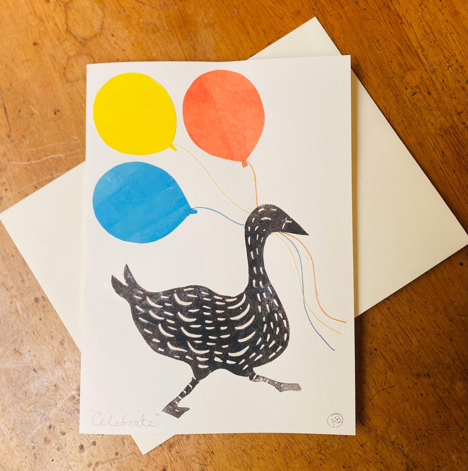 Happy Birthday, Original Block Printed, Applique Card - Etsy
