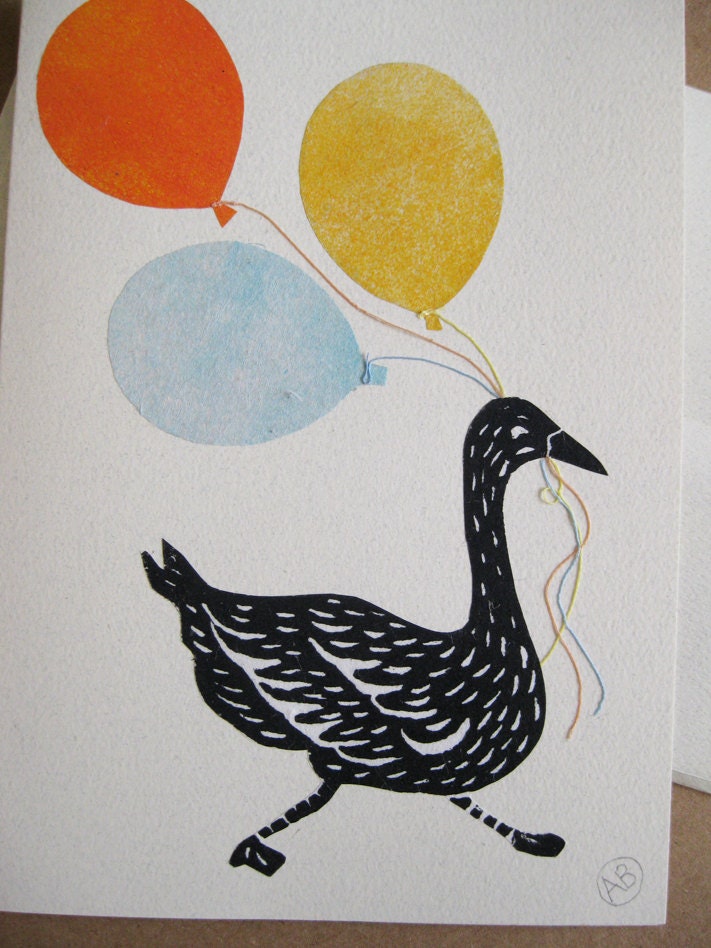 Happy Birthday, Original Block Printed, Applique Card - Etsy