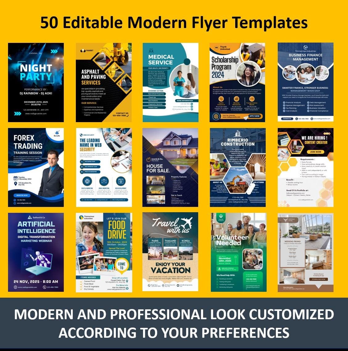 70 Fully Editable Poster and Flyer Templates for Powerpoint - Etsy