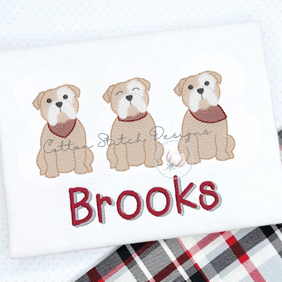 Bulldog Trio Sketch Stitch Machine Embroidery Design Digital Download ...