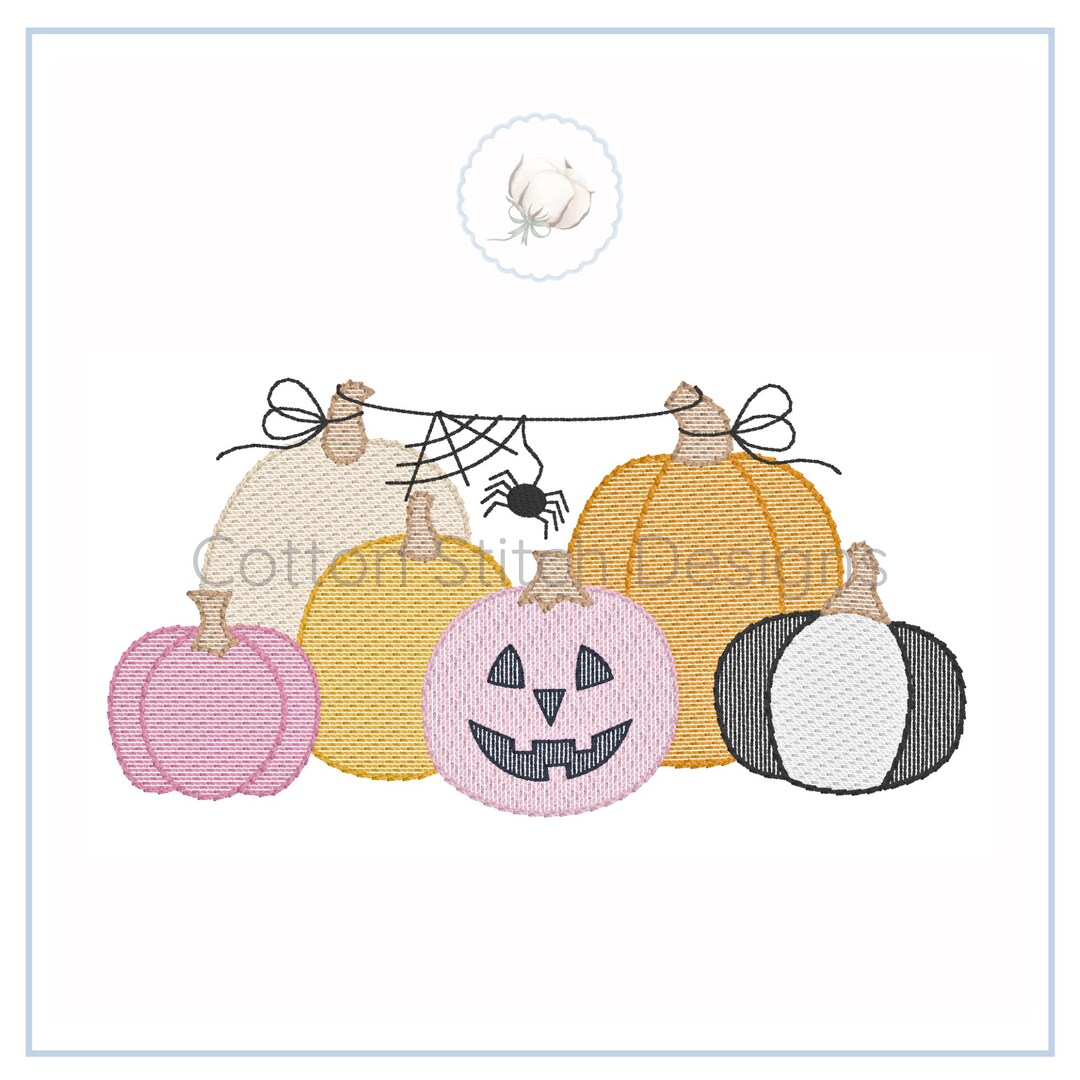 Halloween Pumpkin Patch Sketch Stitch Embroidery Design - Etsy