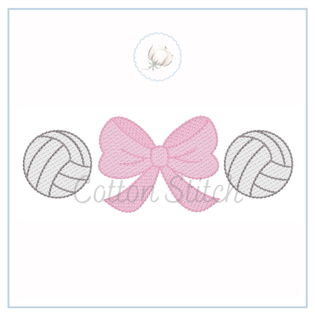 Volleyball Bow Sketch Stitch Embroidery Design - Etsy