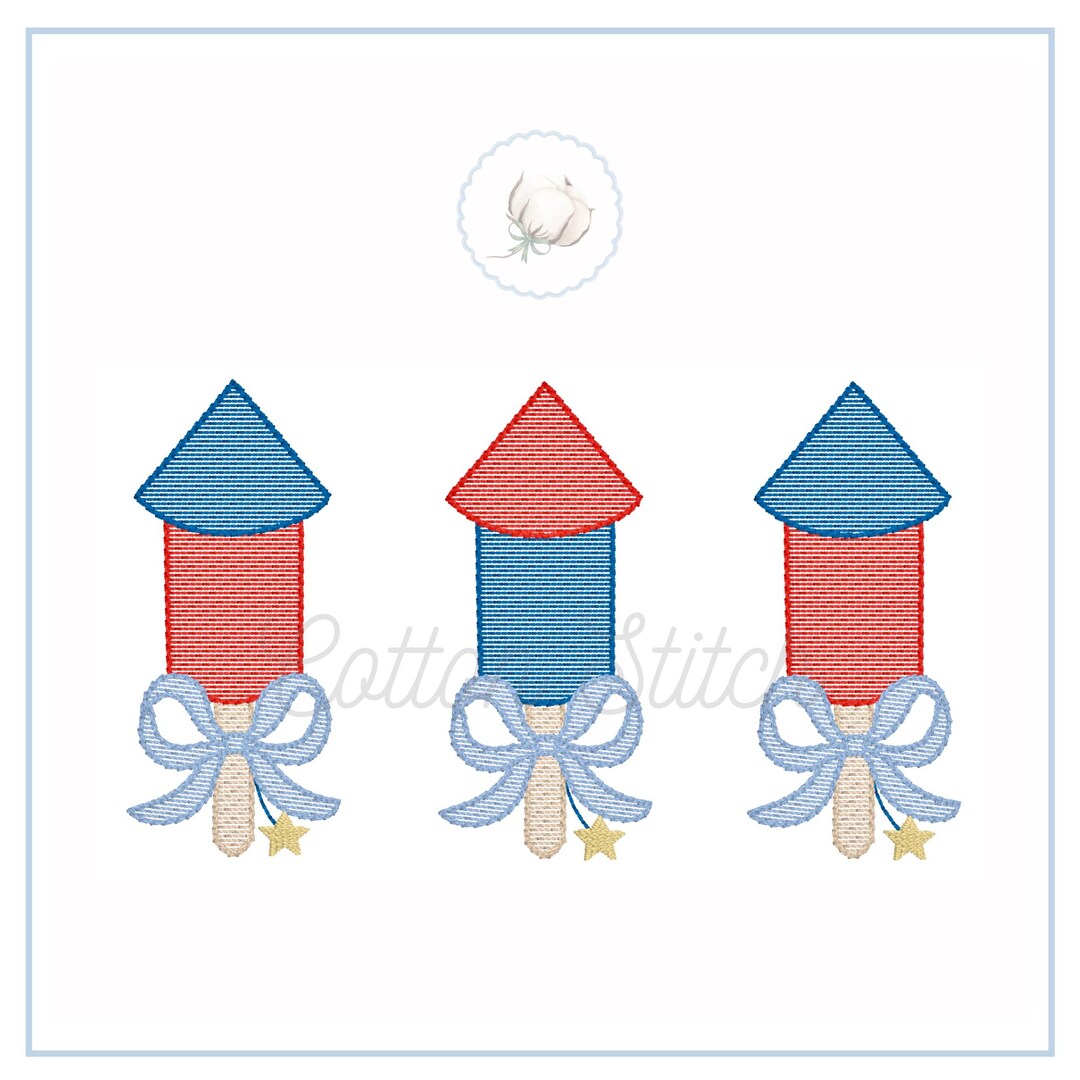 Firework Bow Trio Sketch Machine Embroidery Design, 4th of July ...
