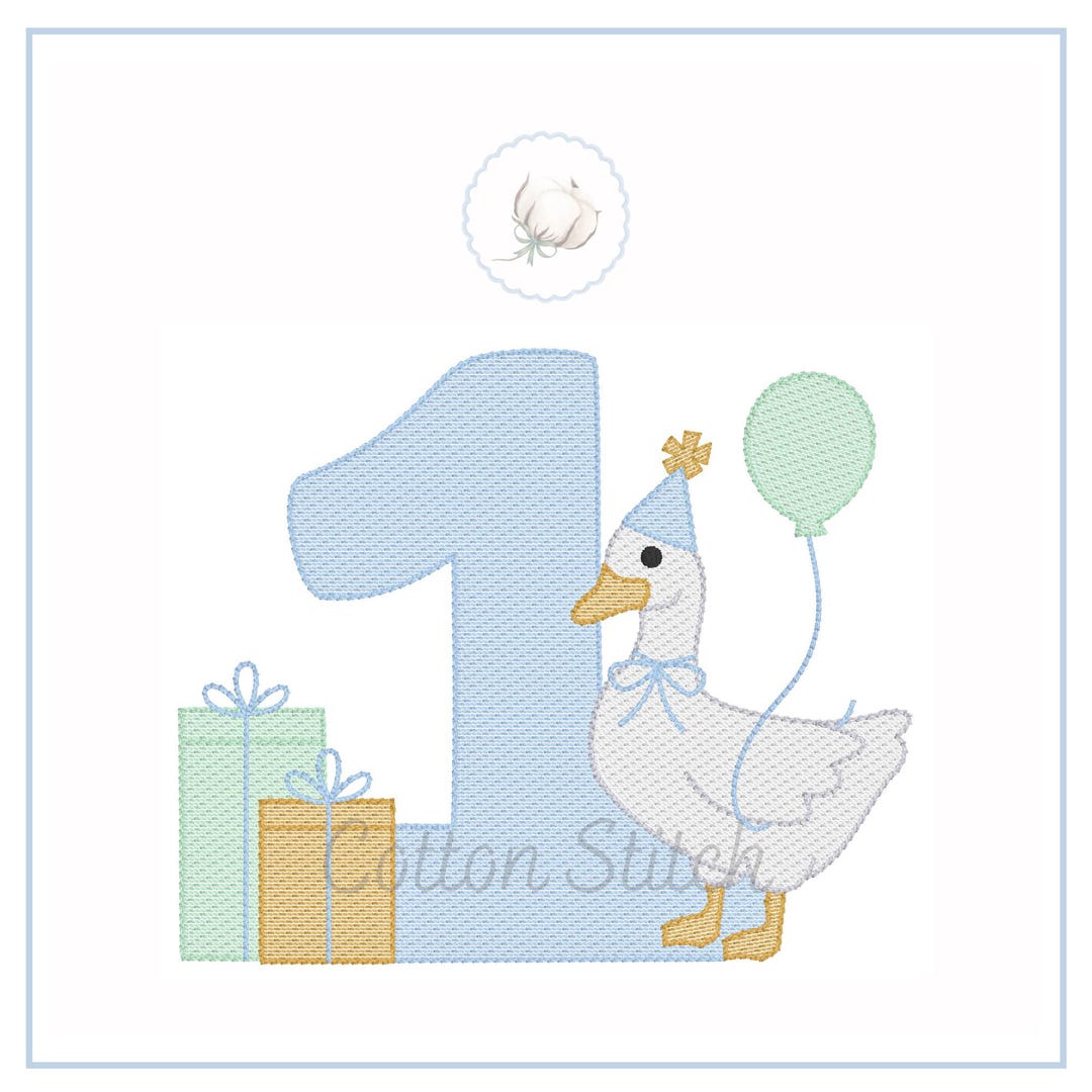 Goose First Birthday Sketch Stitch Embroidery Design - Etsy