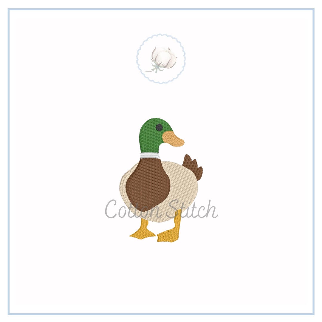 Mini Mallard Duck Fill Stitch Machine Embroidery Design, Mini Fill ...