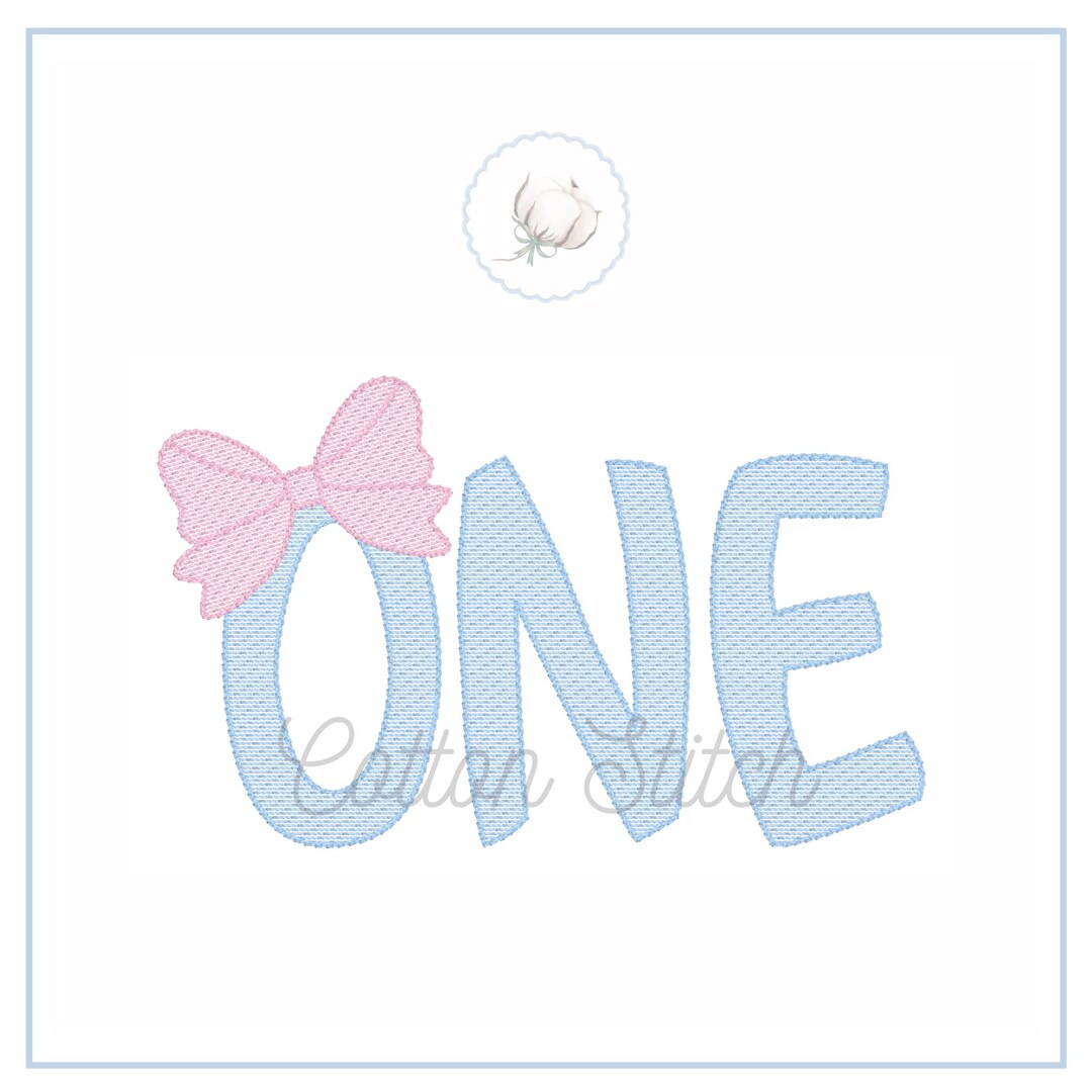 First Birthday One With Bow Sketch Stitch Machine Embroidery Design - Etsy